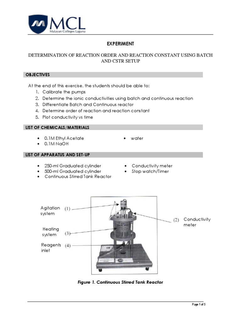 CSTR Experiment Manual | PDF | Chemical Reactor | Chemical Engineering