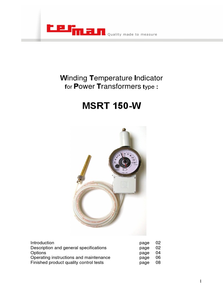 Terman - WTI - MSRT150-W | PDF | Celsius | Transformer