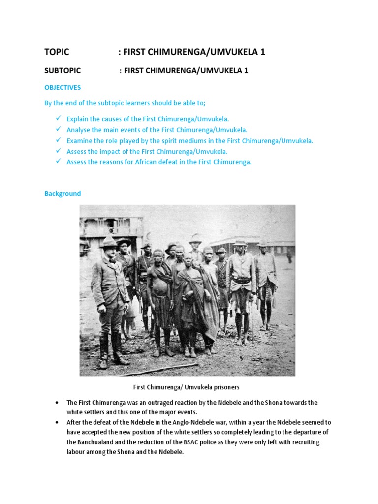 Spirit Mediums in the First Chimurenga | PDF | Zimbabwe | Unrest