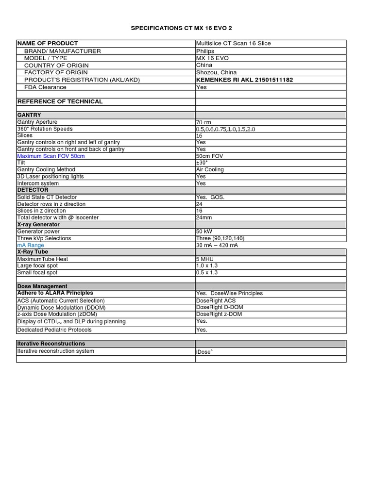 Spesifikasi MX 16 - Revisi | PDF | Ct Scan | Image Scanner