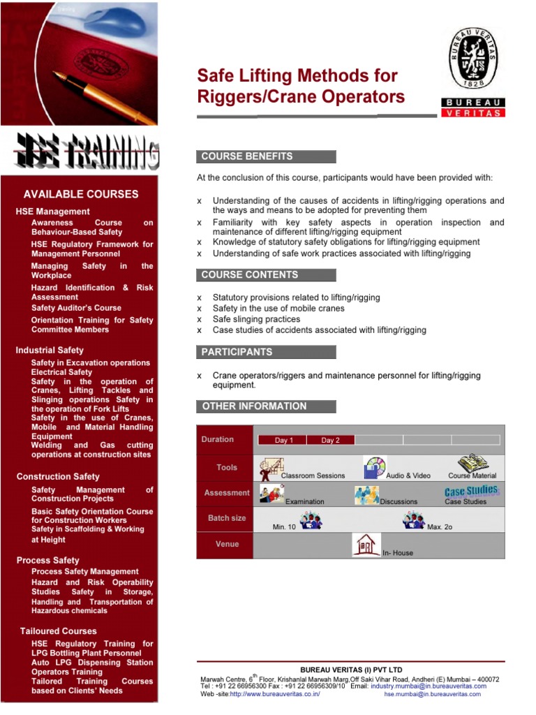 HSE-112-Safe Lifting Methods For Riggers - Crane Operators | PDF
