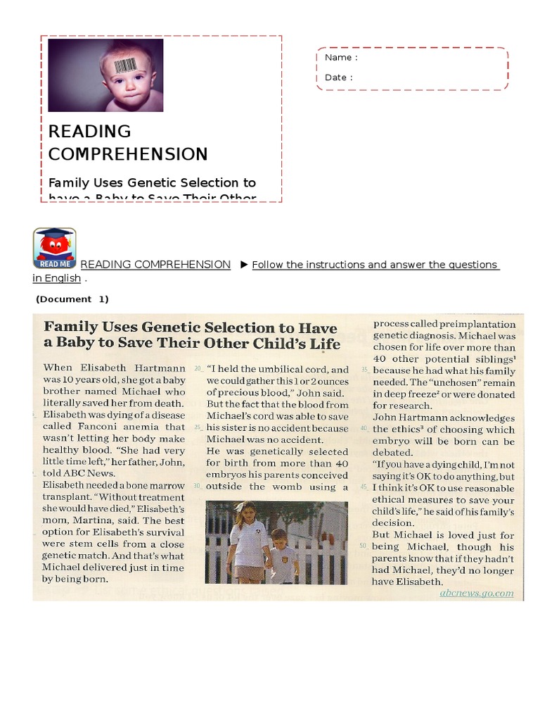 Reading-Comprehension Genetic Selection Answer Key | PDF | Embryo | In ...