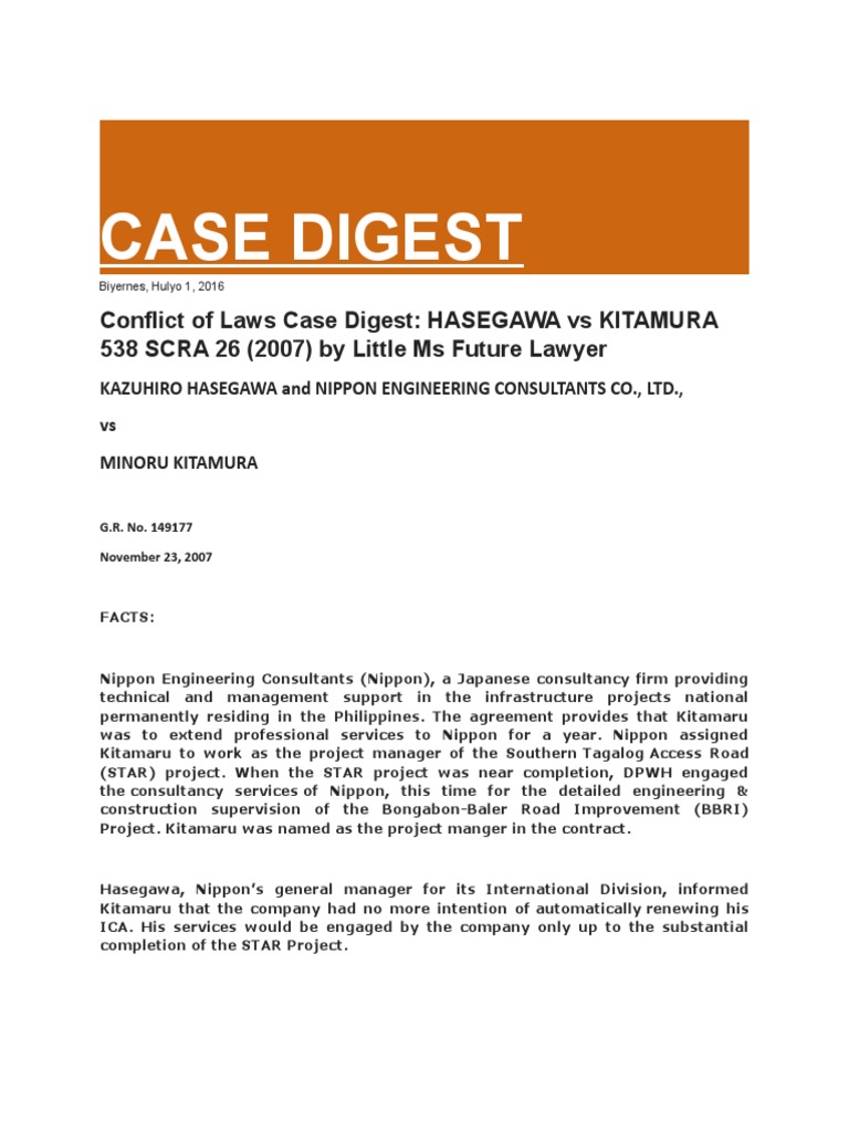 Kazuhiro Hasegawa Vs Kitamura | PDF | Choice Of Law | Jurisdiction