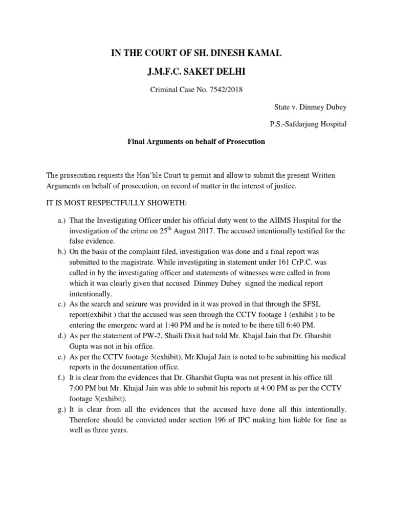 Prosecution Arguments in 313 CrPC Case | PDF | Prosecutor | Misconduct