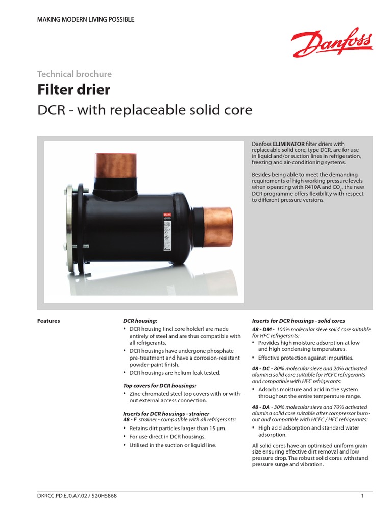 Danfoss Filter Drier DCR With Replaceable Solid Core | PDF ...