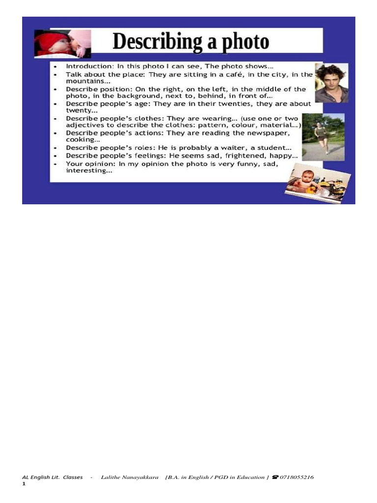 Describing A Photo 1 | PDF