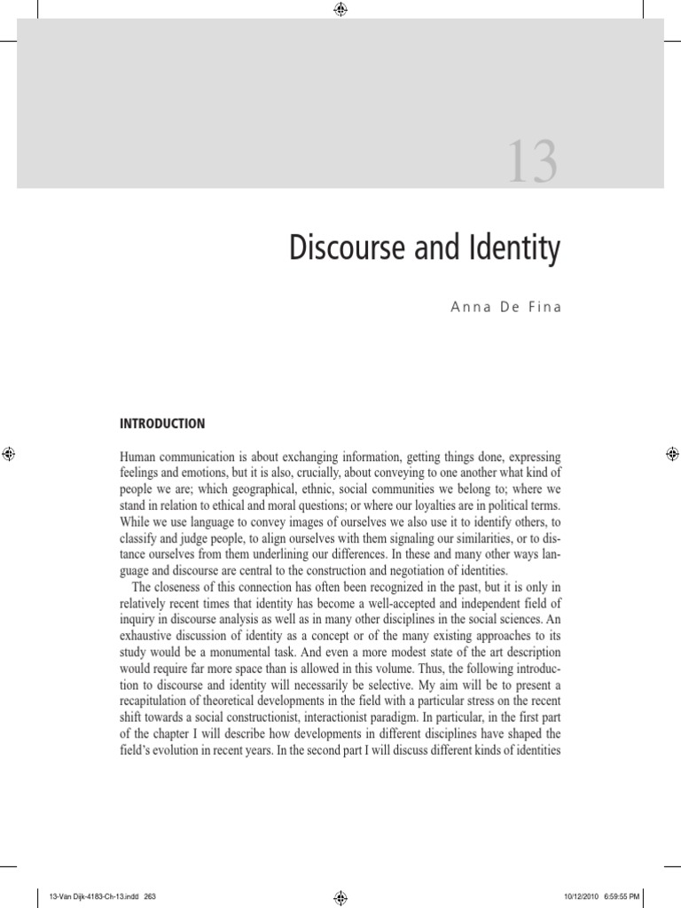 Discourse and Identity PDF | PDF | Identity (Social Science) | Discourse