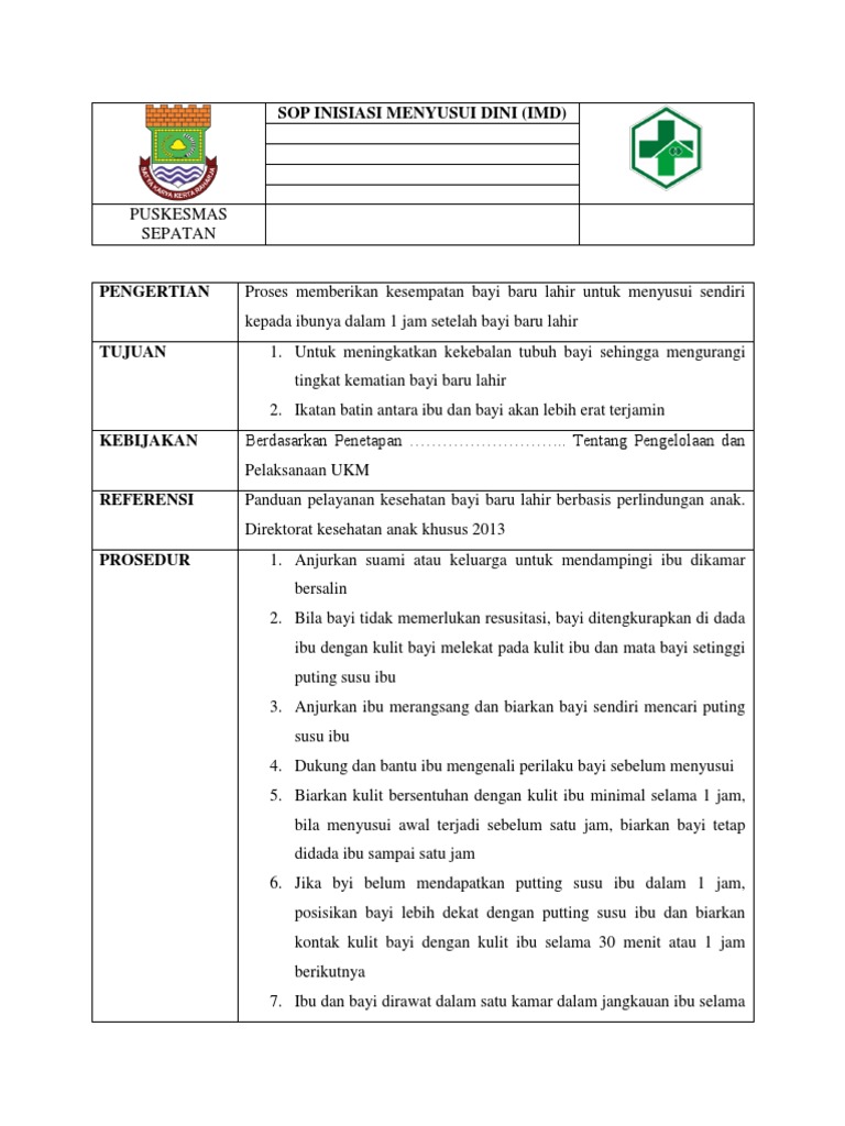 Sop Inisiasi Menyusui Dini (Imd) | PDF