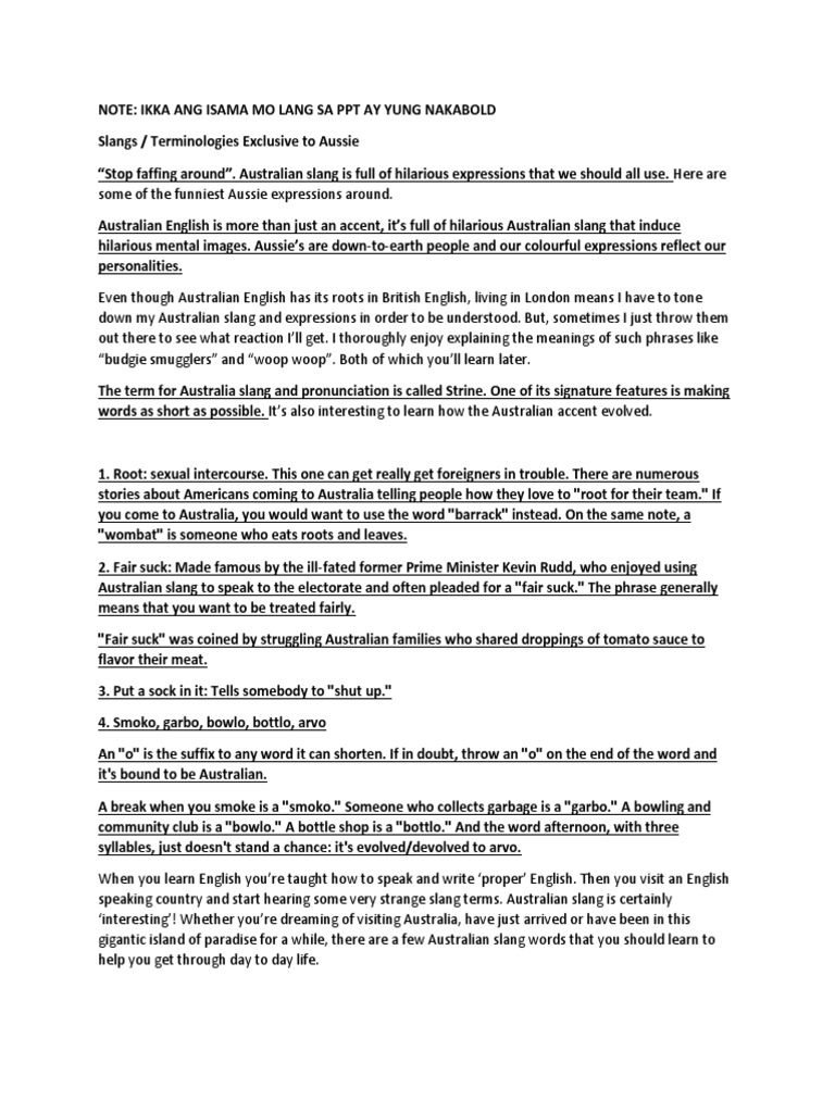 Slangs and TERMS | PDF | Slang | English Language