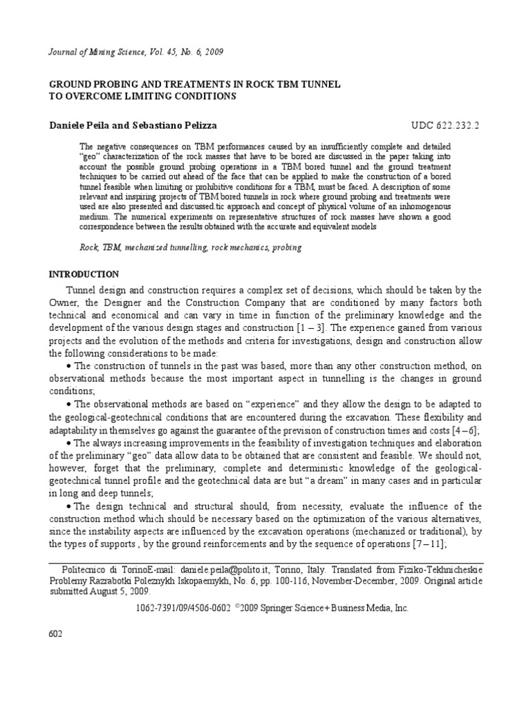 Ground Probing and Treatments in Rock TBM To Overcome Limiting ...