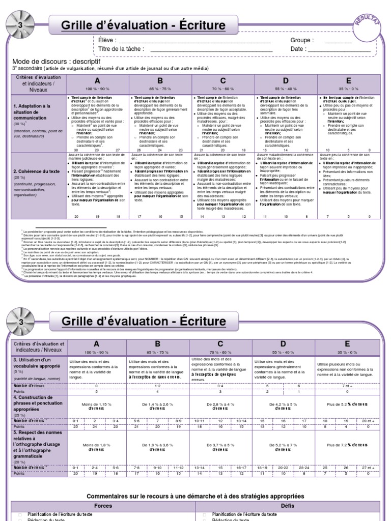 Grille D'évaluation en Écriture | PDF | Sémiotique | Mécanique du langage