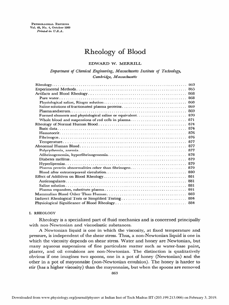 Blood Rheology | PDF | Rheology | Shear Stress