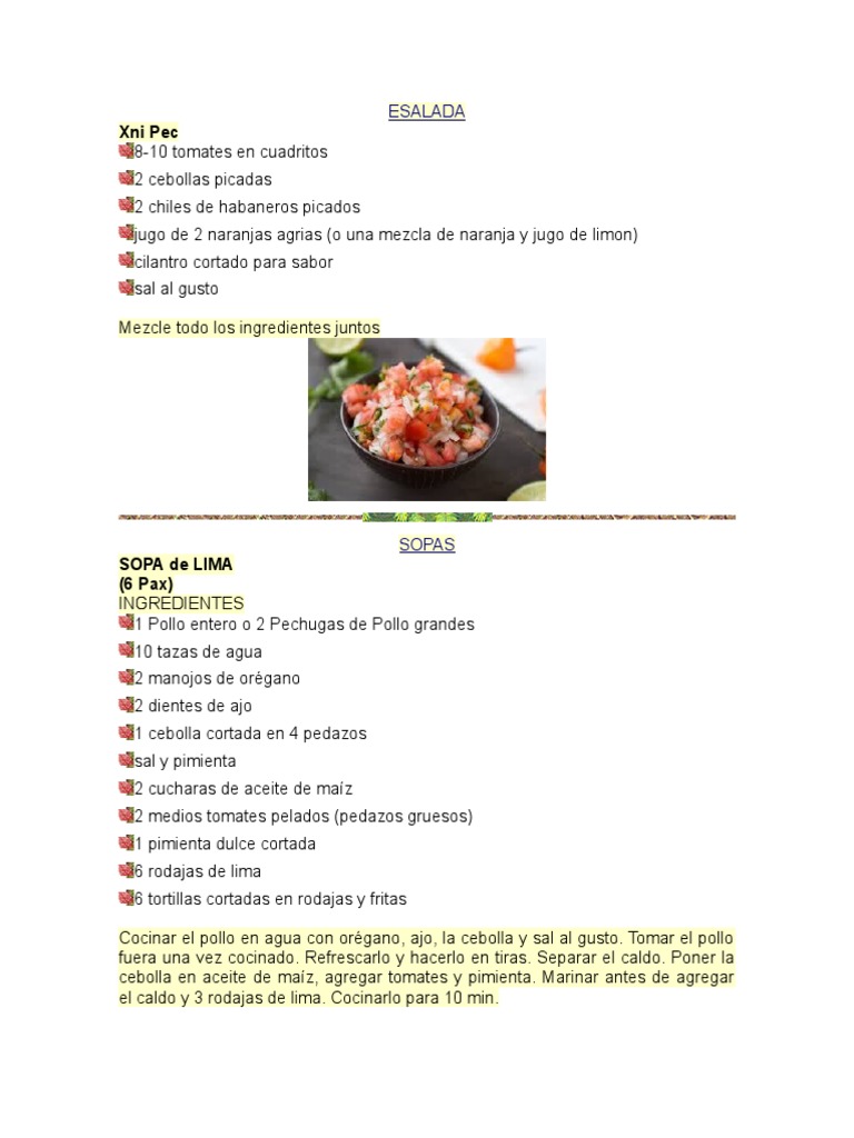 Recetas de Gastronomía Maya | PDF | Cilantro | Marinado