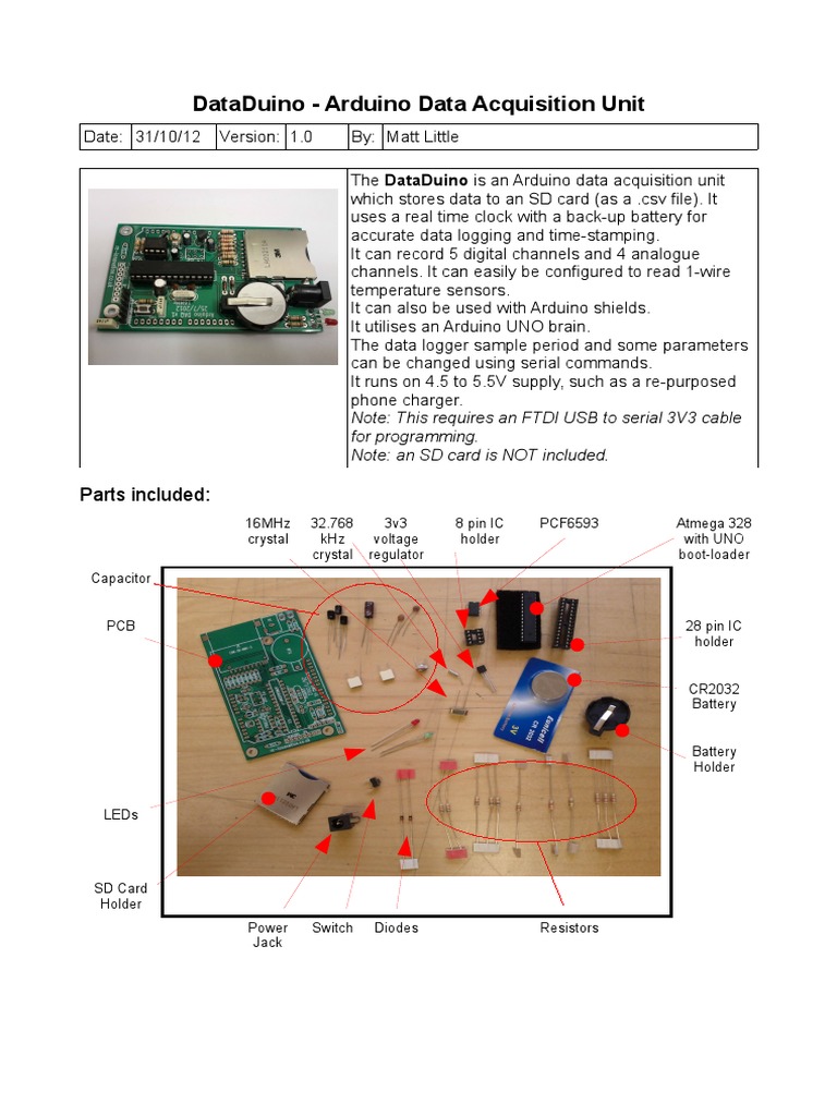 DAQunit Arduino DAQ Instructions v1 | PDF | Printed Circuit Board ...