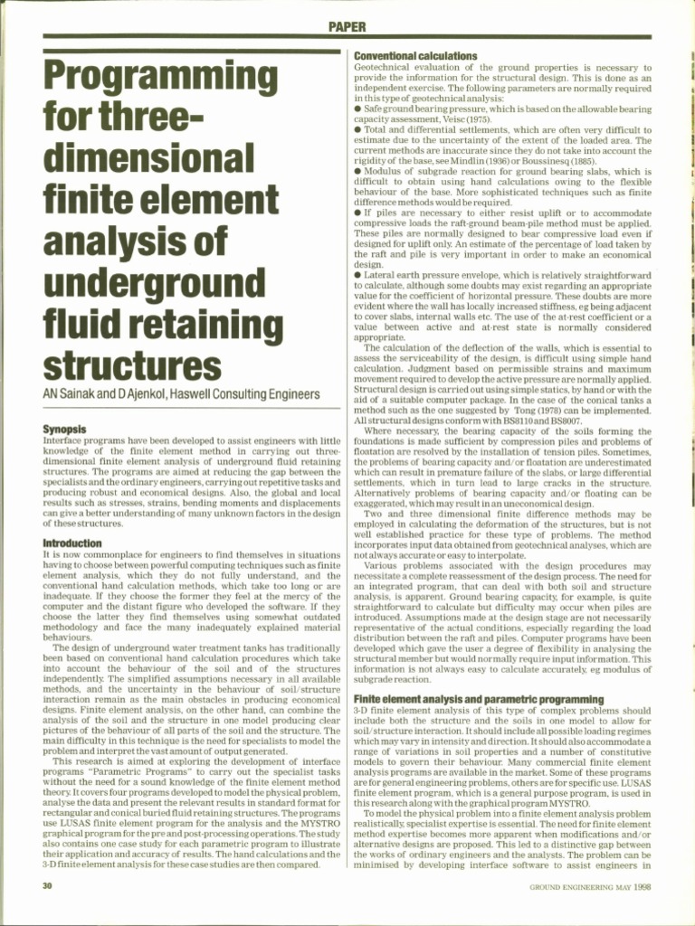 Geotechnical analysis of underground structures | PDF | Geotechnical ...