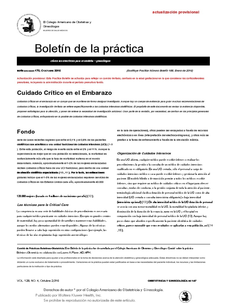 Cuidados Criticos Obstetricos | PDF | Medicina de Cuidados Intensivos | El embarazo