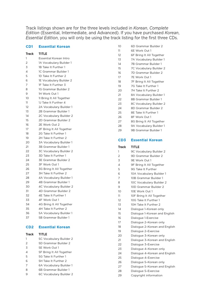 Korean Track Listings | PDF | Phrase | English Language
