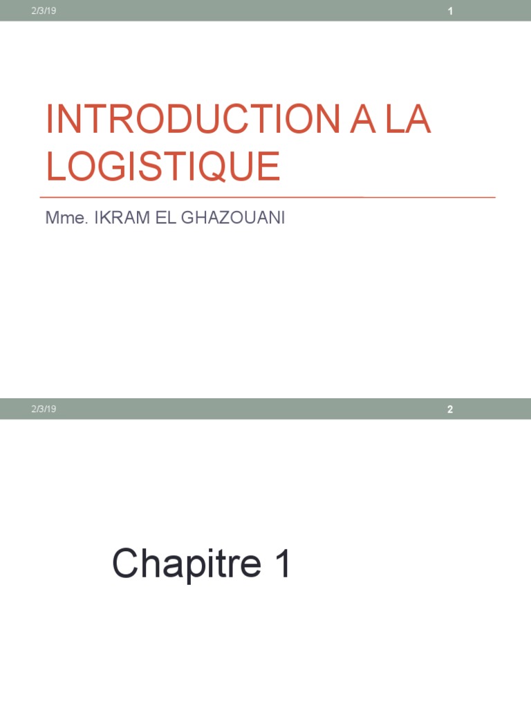 Introduction à la Logistique | PDF | Logistique | Inventaire