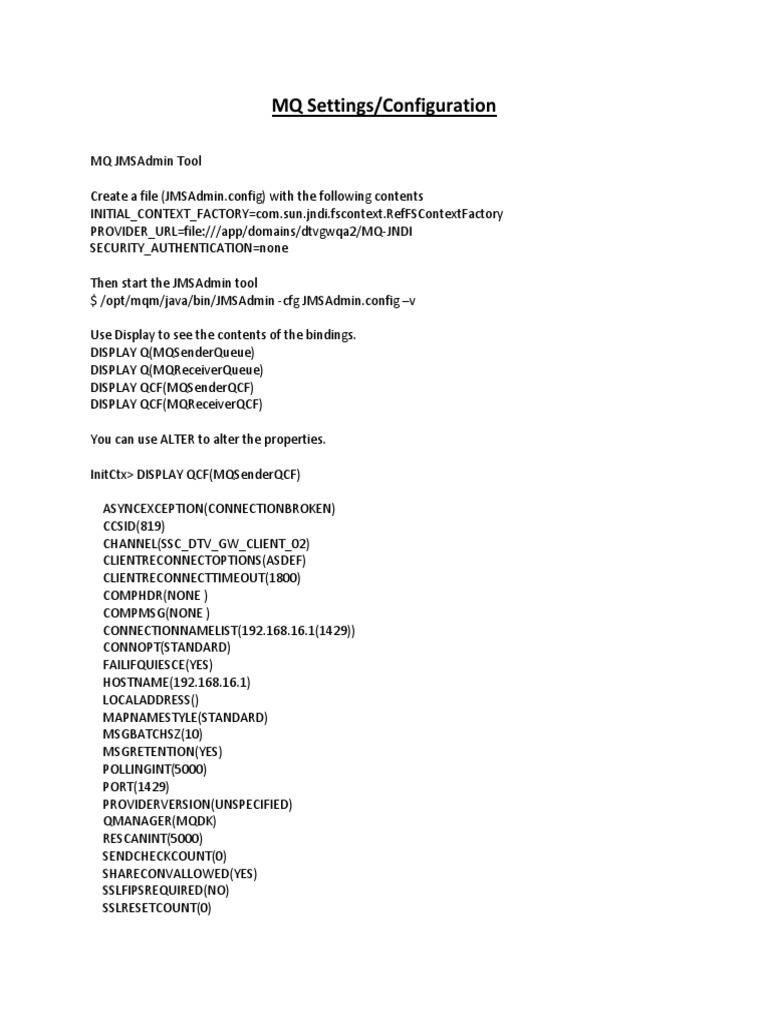 MQ JMSAdmin Tool Configuration Guide | PDF | Computers