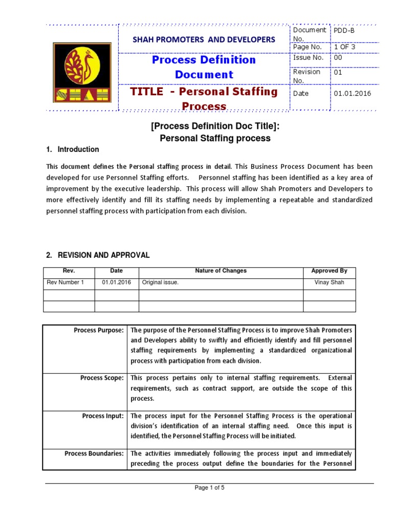 Process Definition Document 1 | PDF | Business Process | Human Resources