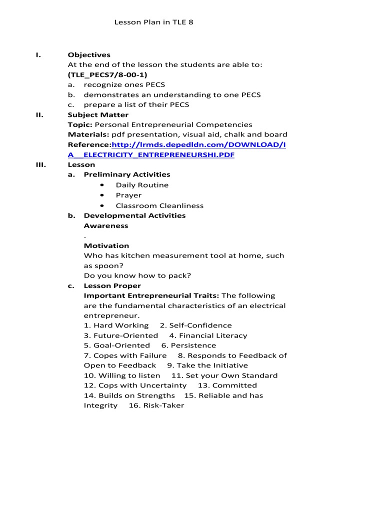 LP Tle PECS | PDF