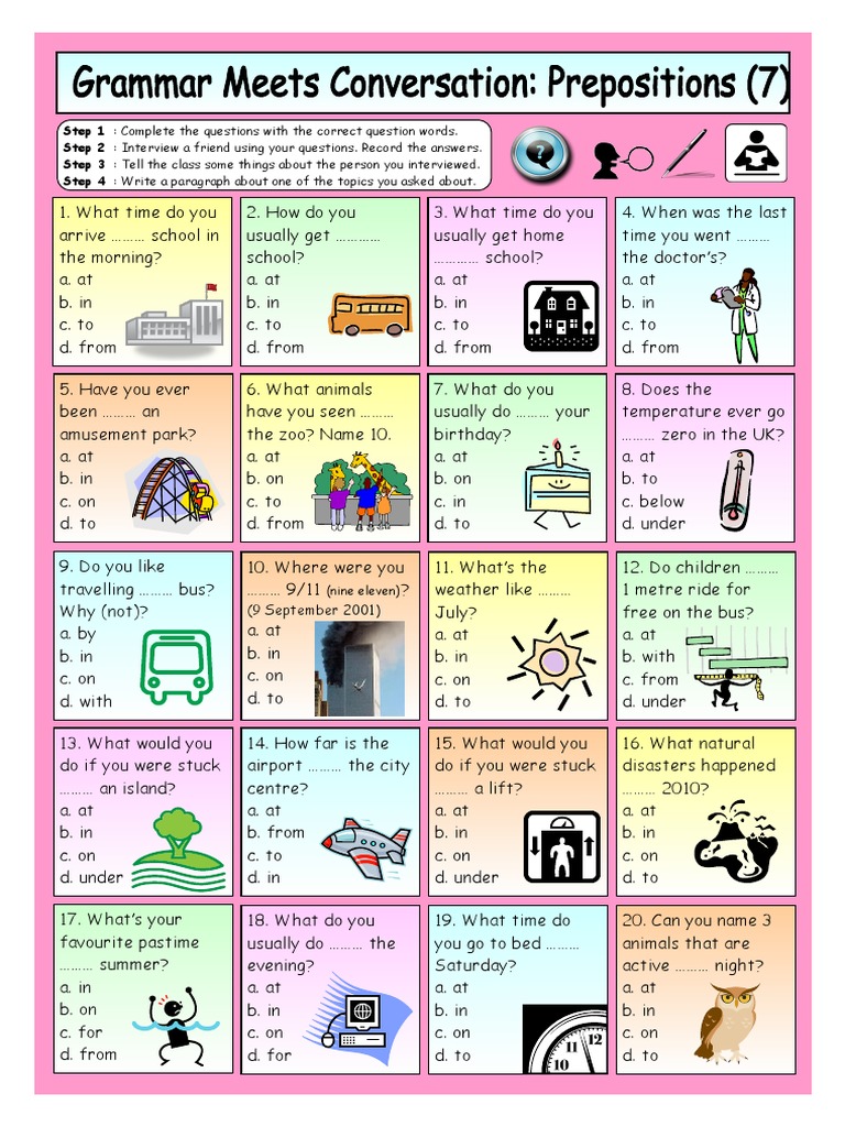 3134 Grammar Meets Conversation Prepositions 7 Asking Questions | PDF ...