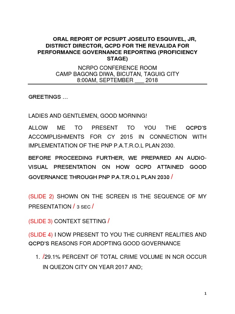 Sep 14 Oral Report Updated | PDF | Crime Prevention | Crime & Violence