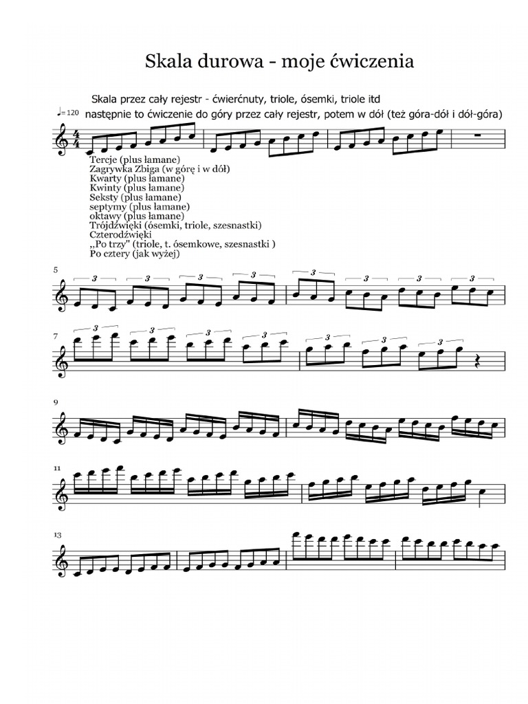 Major Scale - Exercises For Jazz Saxophone | PDF