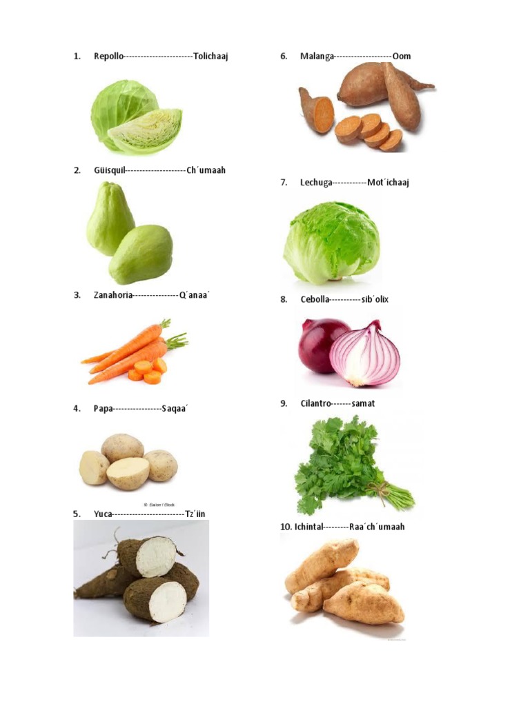 20 Verduras en Poqomchi