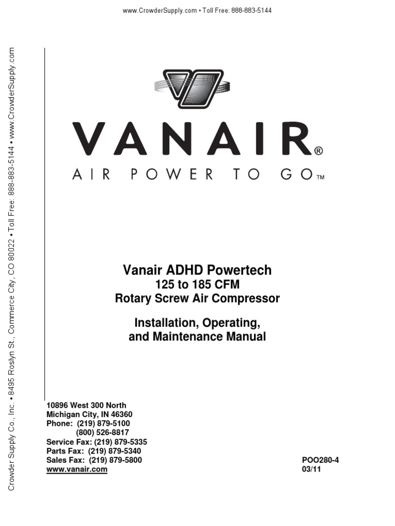 VANAIR ADHD Operations Manual | PDF | Valve | Mechanical Engineering