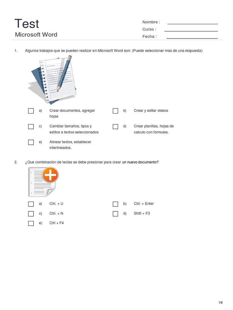 Test de Word PDF | PDF | Point and Click | Ventana (informática)