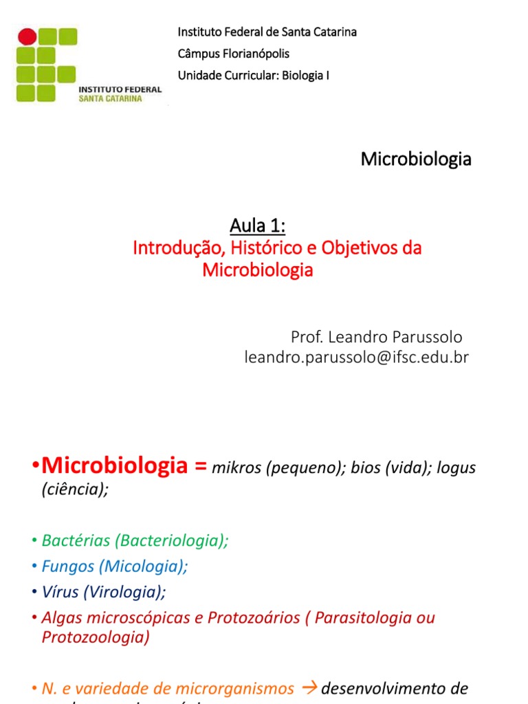 Introdução à Microbiologia: Histórico, Definições e Classificação de ...