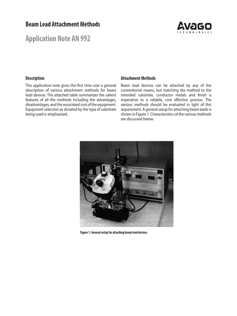 Application Note AN 992: Beam Lead Attachment Methods | PDF ...