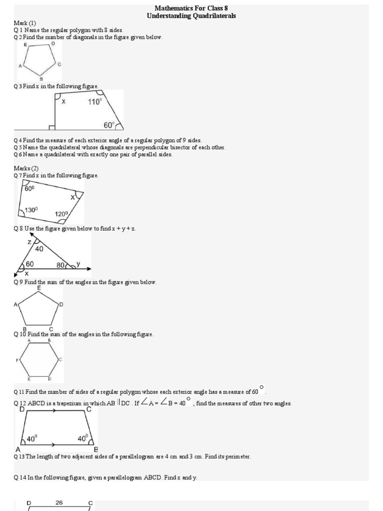 Mathematics For Class 8 Understanding Quad Laterals | PDF | Rectangle ...