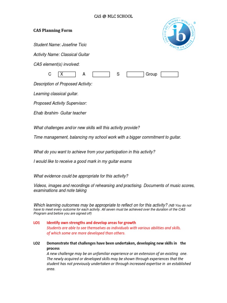 Cas Planning Form Guitar | PDF | Test (Assessment) | Applied Psychology