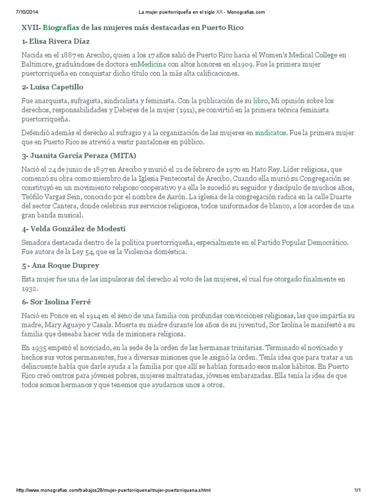 Mujeres Pioneras de Puerto Rico | PDF | Puerto Rico | Mujer