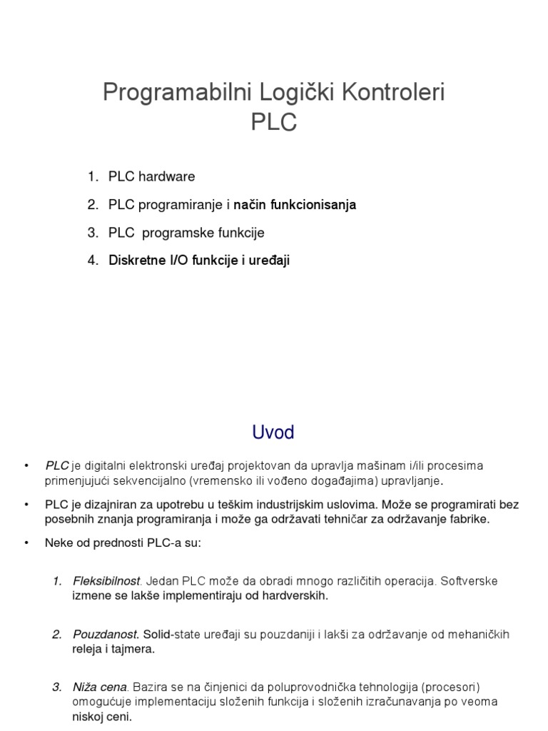 Programabilni Logicki Kontroleri PLC PDF | PDF