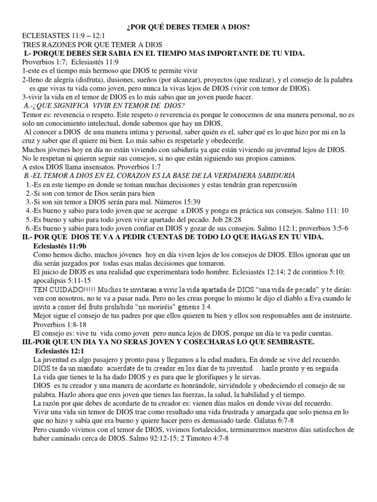 Porque Debes Temer A Dios | PDF | Eclesiastés | Sabiduría