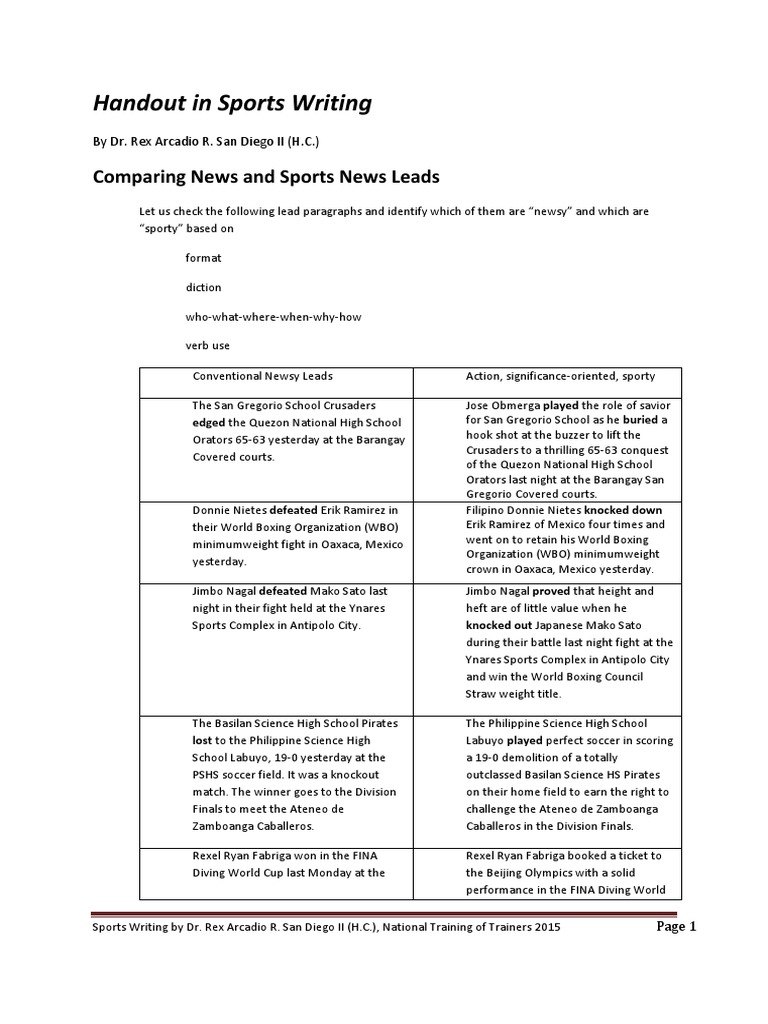 Sports Writing | PDF | Sports | Leisure