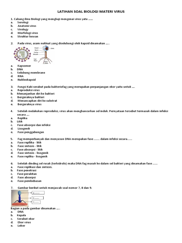 Soal Biologi Virus Kelas 10 | PDF