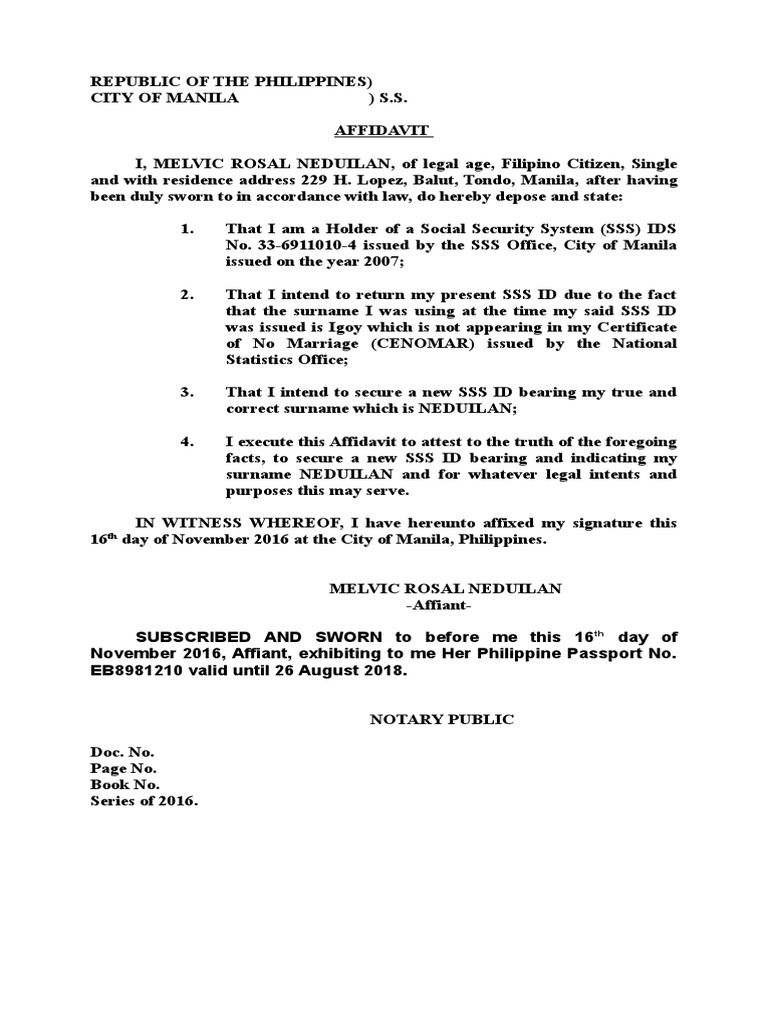 Sss Affidavit | PDF