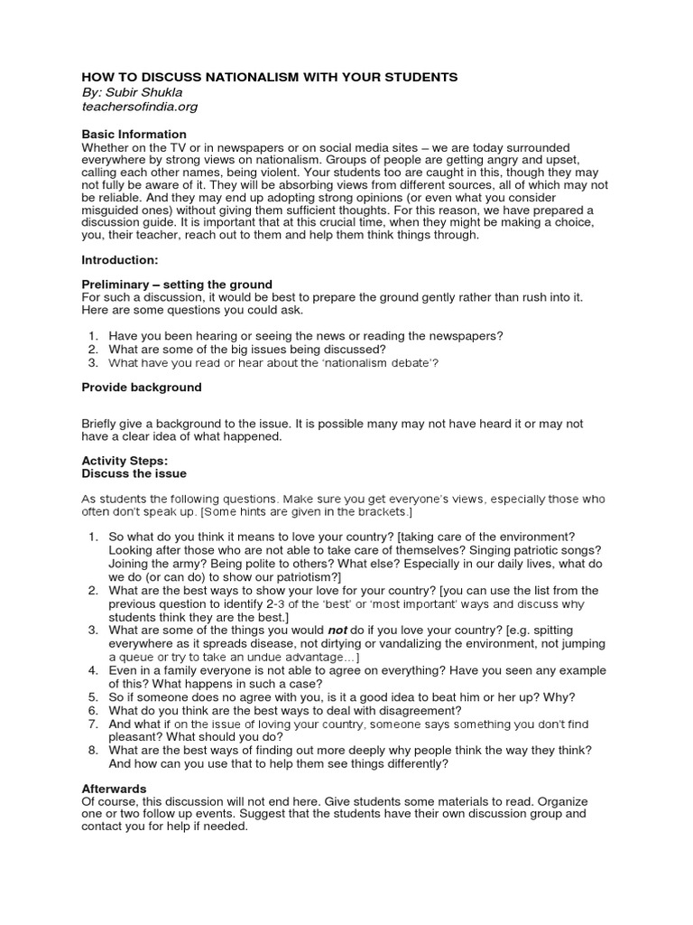 How To Discuss Nationalism With Your Students | PDF | Social Media ...