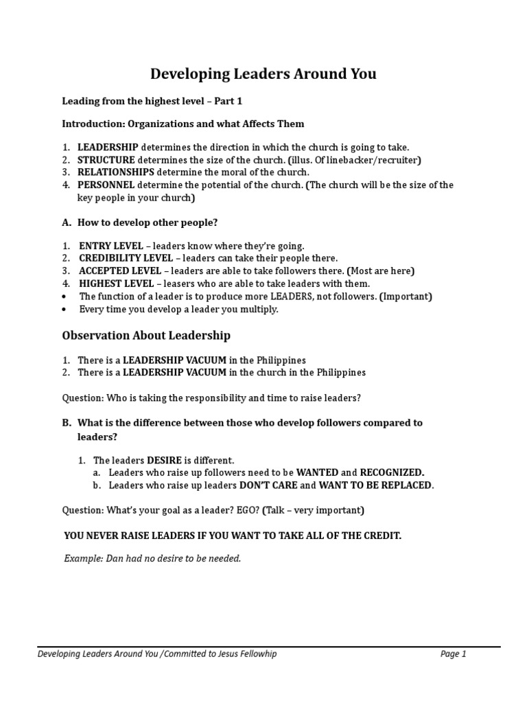 Developing Leaders Around You | PDF | Charisma | Leadership
