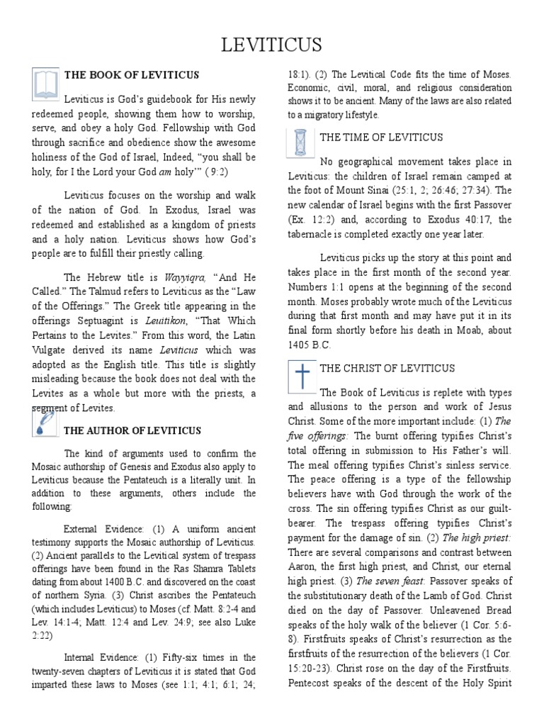 Leviticus: The Book of Leviticus | PDF | Book Of Leviticus | Book Of Exodus