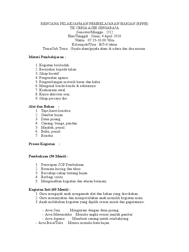 RPPH MG 12 Gejala Alam 2 | PDF | Seni & Disiplin Bahasa | Sains & Matematika