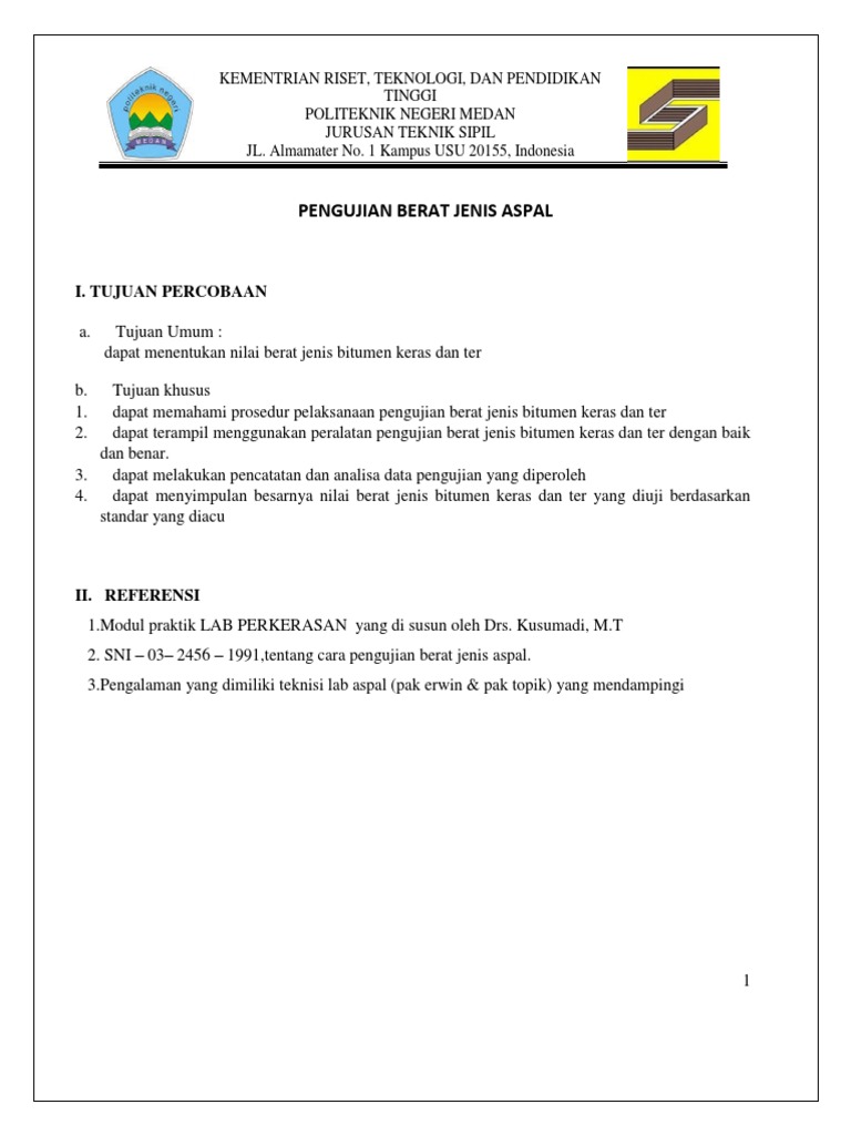 Pengujian Berat Jenis Aspal Pdf