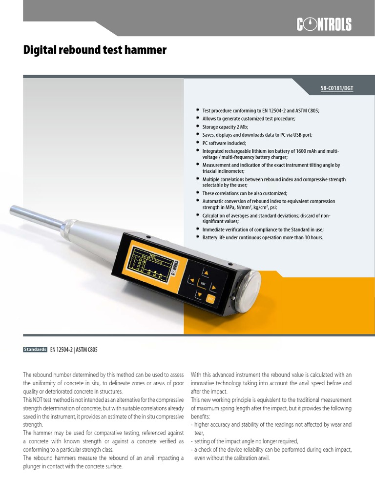 Digital Rebound Test Hammer: 58-C0181/DGT | PDF