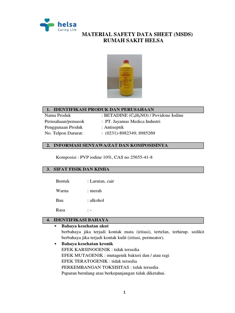 MSDS Betadhine | PDF