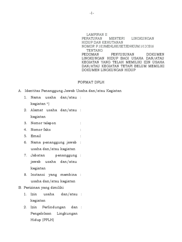 Format Penyusunan DPLH | PDF