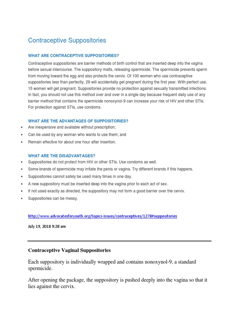 Contraceptive Suppository | PDF | Birth Control | Fertility